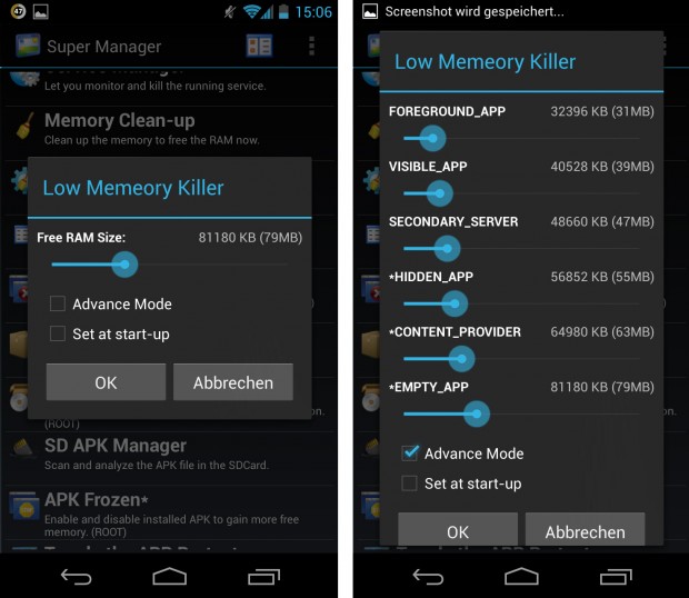 Tipp: Den „Low Memory Killer“ manuell konfigurieren